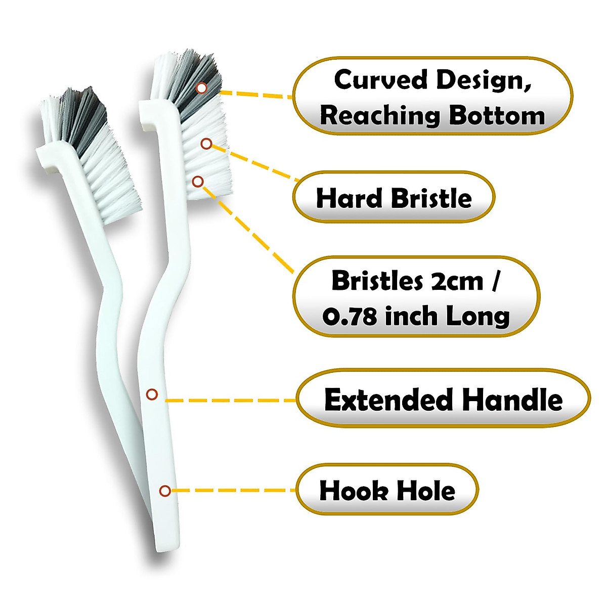Betanull 8 Pcs Hard Bristle Crevice Cleaning Brush, Gap Clening Brush, Hard Bristle Crevice Cleaner Brush, Thin Hard Bristle Brush for Cleaning, Thin Crevice Brush, Crevice Cleaning Tool, Gap Brush