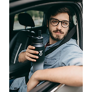 Trebo Water Bottle 32oz&64oz with Paracord Handle, Half Gallon Food-grade Double Wall Vacuum Stainless Steel Insulated Jug with Straw Spout Handle Lids, Leakproof Keep Cold & Hot Ombre: Dark Gray