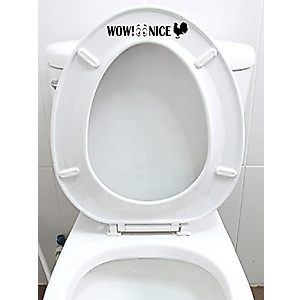 4 Pack Wow Whoa Nice Rooster Cock Toilet Sticker Decal Funny Stickers, Prank Stickers, Die-cut Vinyl Waterproof Sturdy Material Toilet Seat Nice Cocktail Stickers Decals