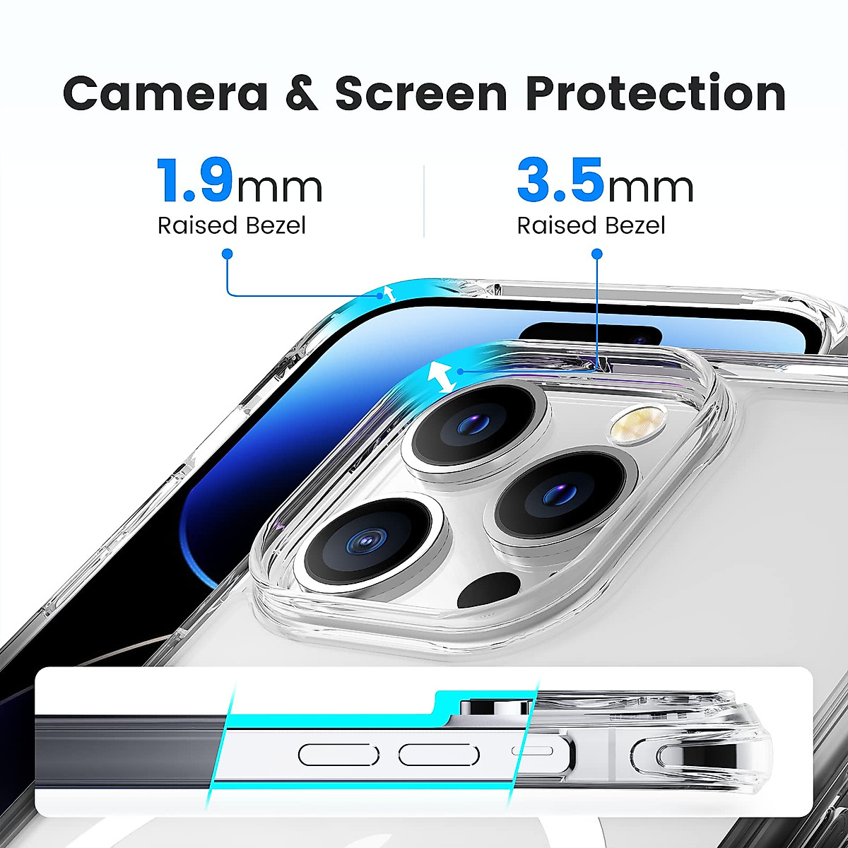 Mkeke Magnetic Light Black for iPhone 14 Pro Max Case,[Compatible with Magsafe][Not-Yellowing] Shockproof Protective Phone Case 2022