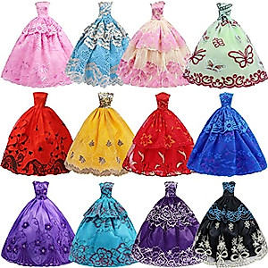 ZITA ELEMENT Lot 5 Handmade Fashion Party Dress Outfit for 11.5 Inch Girl Doll Clothes Xmas Gift- Random Style.