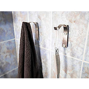 Spiral - 2-Pack Suction Cup Stainless Steel Hanger - Strong Heavy Duty for Garden, Kitchen and Bathroom, Hanging Bird Feeders, Plants, Wind Chimes, Wreath, Towel, Bathrobe and Loofah