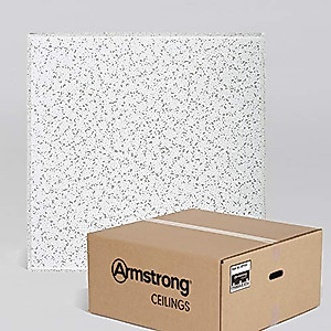 Armstrong Ceiling Tiles; 2x2 Ceiling Tiles - 16 pcs White Ceiling Tiles; Acoustic Ceilings for Suspended Ceiling Grid; CORTEGA 704