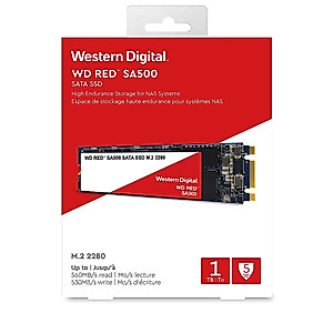 Western Digital 1TB WD Red SA500 NAS 3D NAND Internal SSD - SATA III 6 Gb/s, M.2 2280, Up to 560 MB/s - WDS100T1R0B