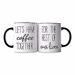Celebrimo Lets Have Coffee Together For The Rest Of Our Lives Coffee Mug Set - Engagement Gifts for Couples - Mr and Mrs Wedding Gift for Couple - Bridal Shower Engaged Bride and Groom Couples Mugs
