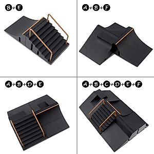KETIEE Fingerboard Ramps, Finger Skateboard Ramp Set Finger Skatepark Kit with Rail Skateboard Skate Park Kit Fingerboard Skate Set with Skateboards Ramps, 1 Finger Boards for Training - Style B