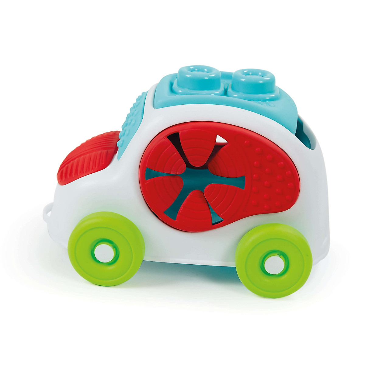 Clementoni- Soft Clemmy Sensory Car: Fun & Developmental Play for Babies & Toddlers, Stimulating Textures, Shapes & Stacking Blocks - Multicolored (6+ Months)
