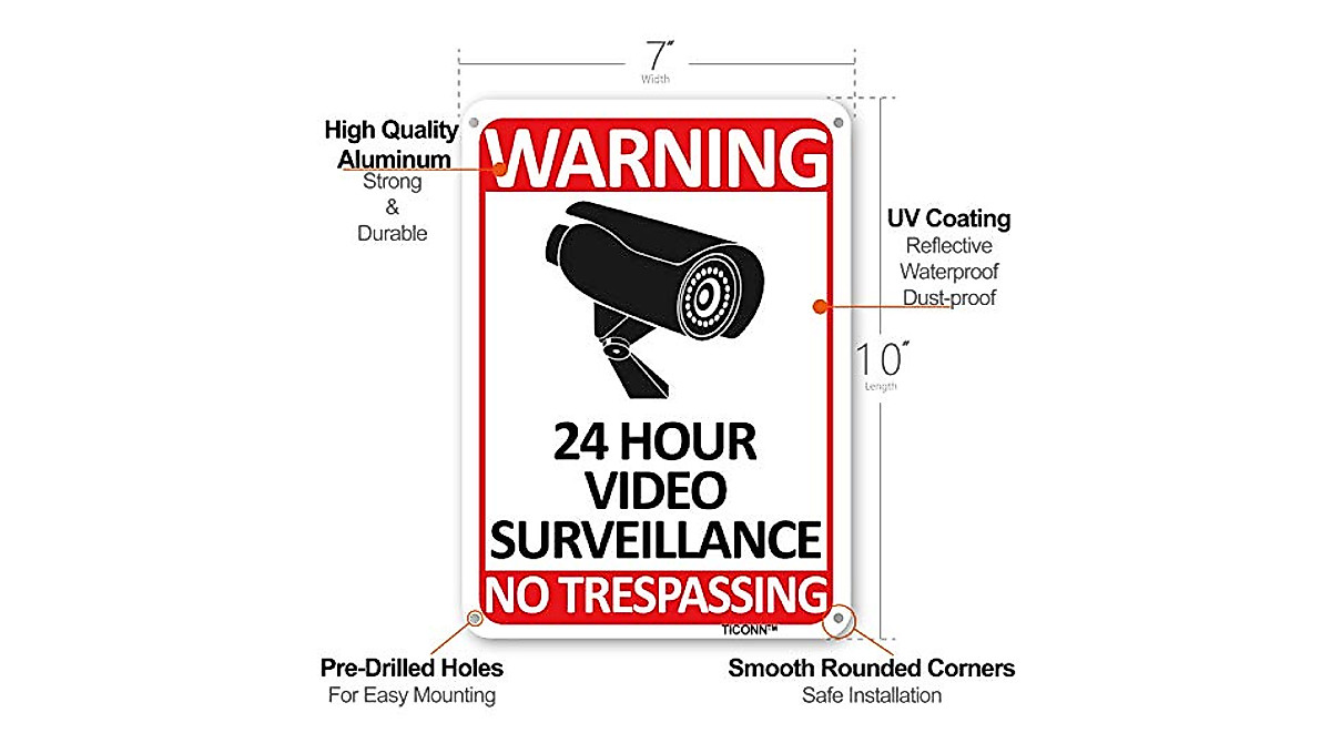 TICONN 24-Hour Video Surveillance Sign - High Visibility