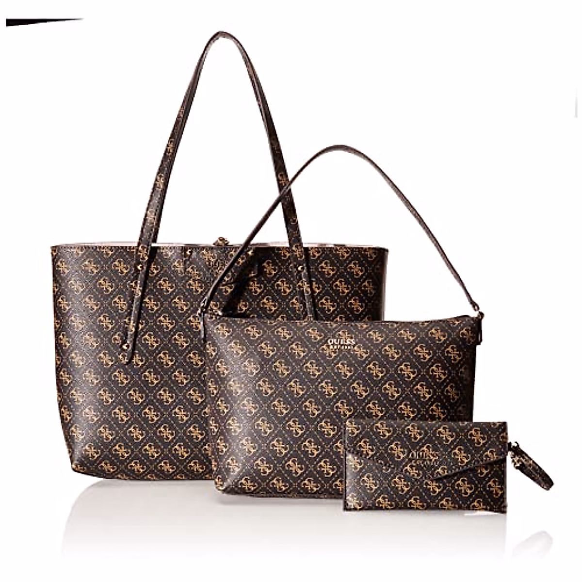 GUESS Womens Eco Brenton tote, Brown Logo, One Size US