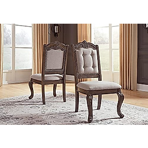 Signature Design by Ashley Charmond Antique 19" Upholstered Dining Chair, 2 Count, Brown