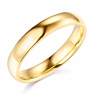 14k Yellow Gold 4mm Plain Wedding Band - Size 4