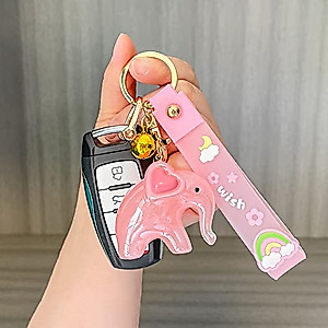 JEBBO Cute Elephant Keychain for Women Pink Animal Bag Charm Car Key Chain for Wallet Purses Backpack Key Ring…