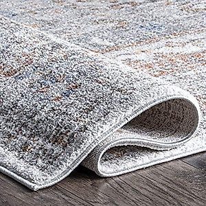 nuLOOM Jacquie Vintage Floral Area Rug, 5' Square, Silver