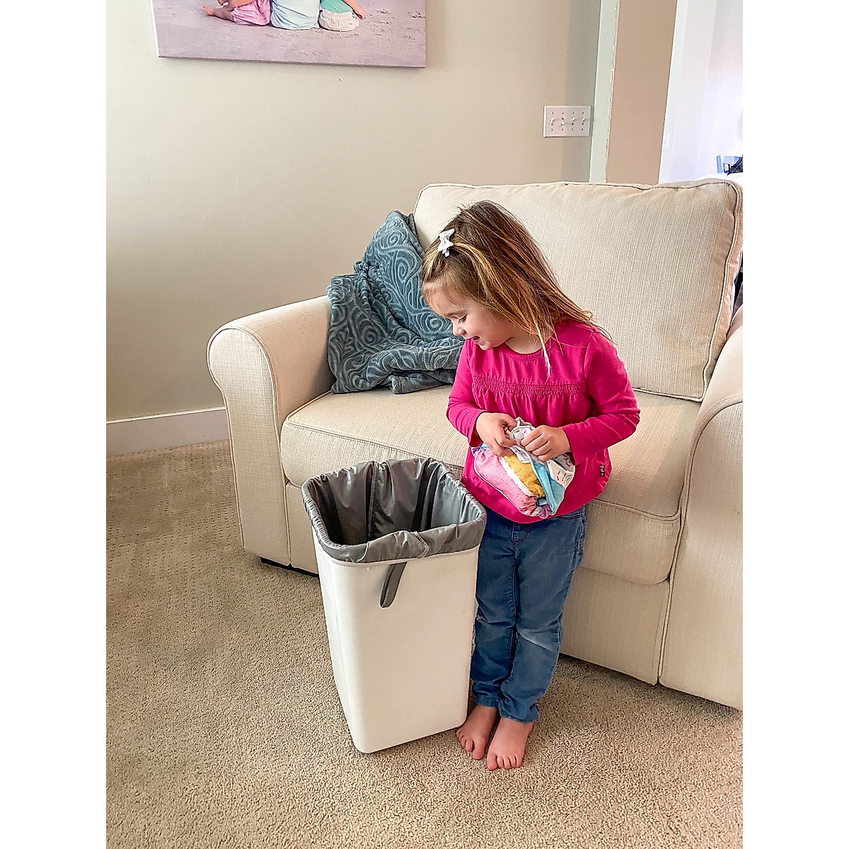 ALVABABY Reusable Diaper Pail Liner for Cloth Diaper,Rubbish Bag,Laundry,Kitchen Garbage Cans (Black Grey, Small Size：5 Gallon) LLS-B2629