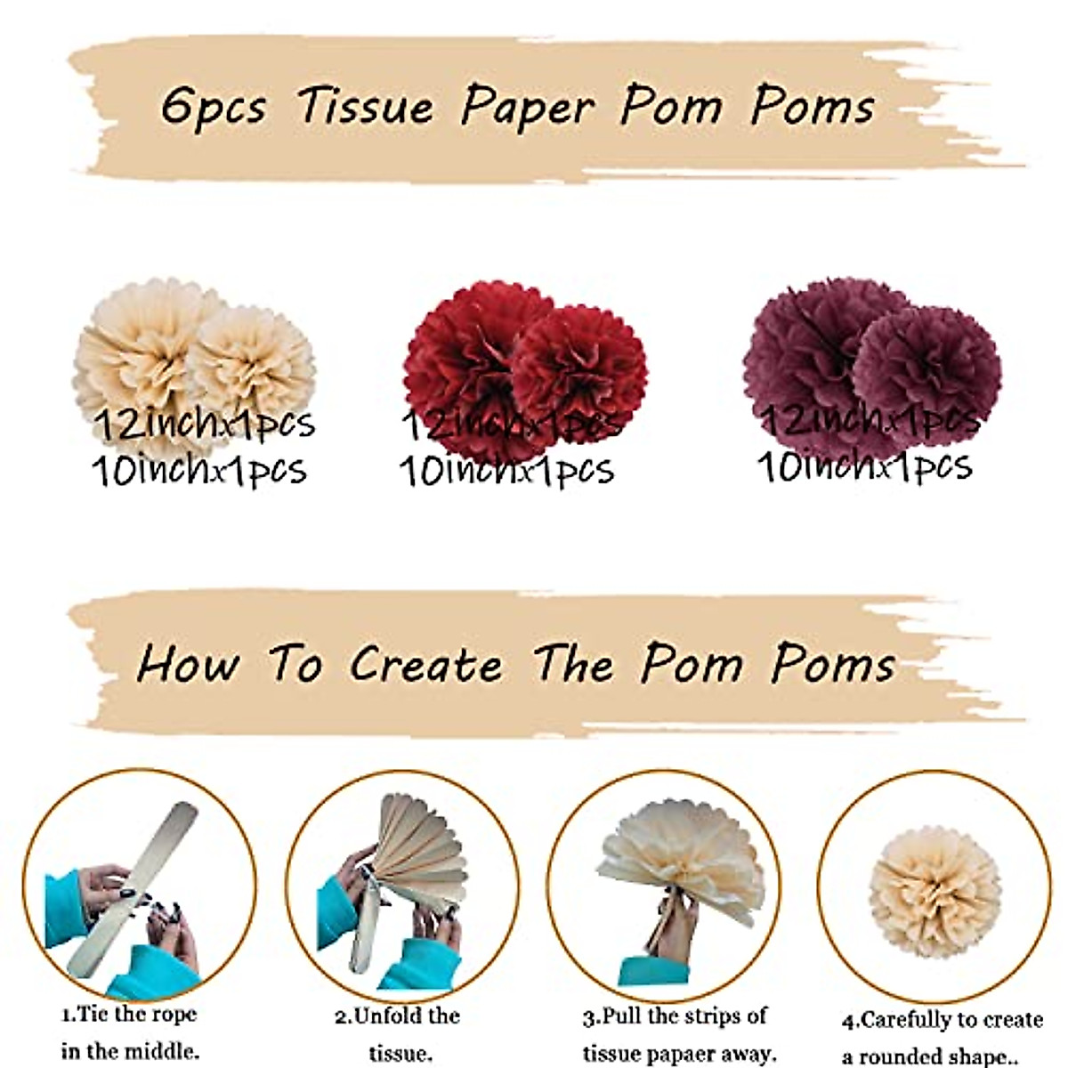 70th Birthday Decorations Women – Happy 70 Birthday Party Supplies for Womens with Champagne Burgundy Flowers Balloons Tissues Decor (Burgundy + Champagne)