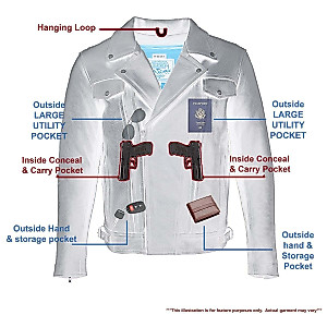 Milwaukee Leather LKM1760 Men's Black Leather Motorcycle Riders Jacket w/Multi-Utility Pockets - X-Large