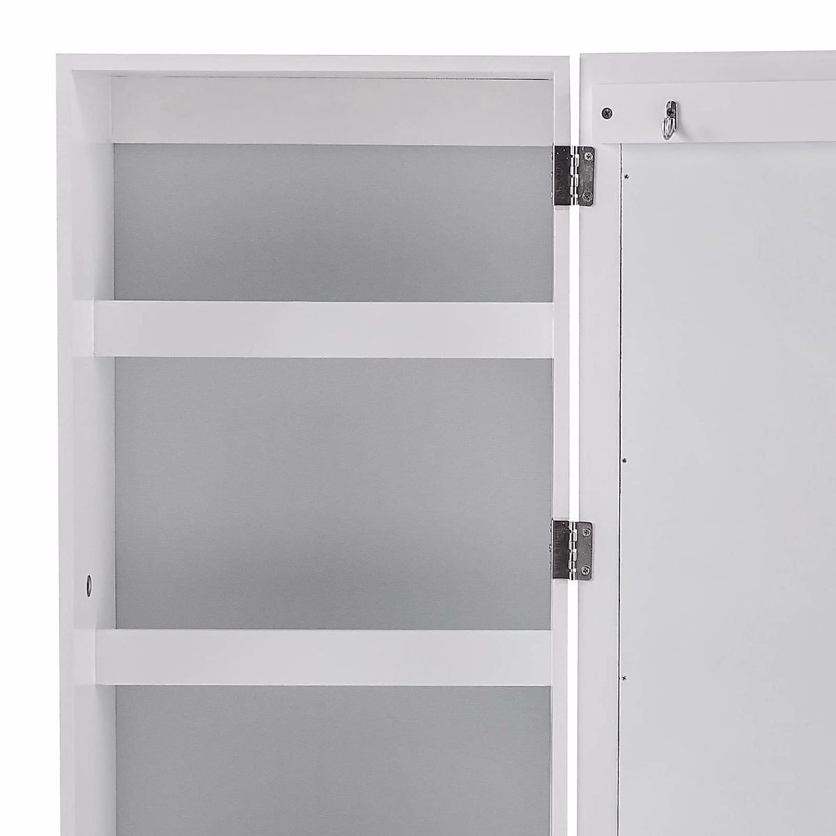 Wall Mount Ironing Board, Foldable Hiding 180° Swivel Ironing Board with 4 Spacious Storageshelve, Multifunctional Bathroom Cabinet with Mirror, White Ironing Board Cabinet