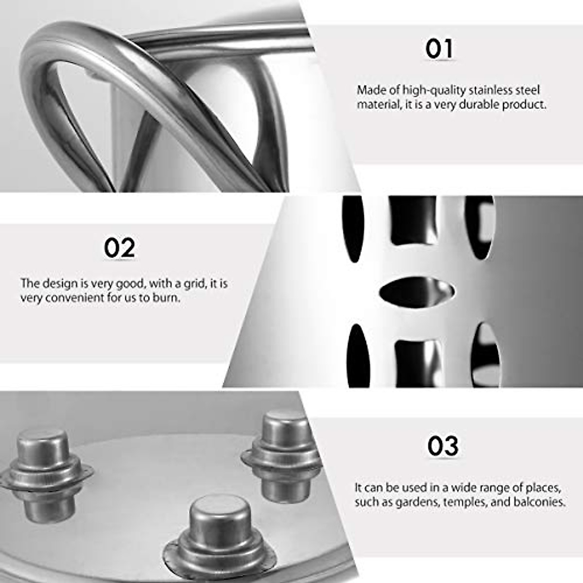 Happyyami 2Pcs Stainless Steel Burn Barrel Incinerator Cage Fire Pit Metal Garden Fire Cage Yard Debris Burn Incinerator Bin for Garden Paper Leaf Trash Wood Backyard Bonfire Silver 30cm