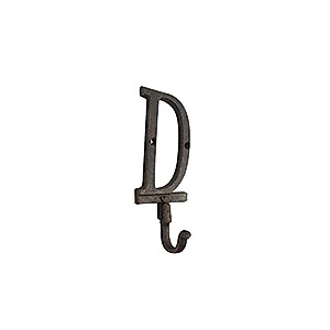 Handcrafted Nautical Decor Rustic Copper Cast Iron Letter D Alphabet Wall Hook 6"