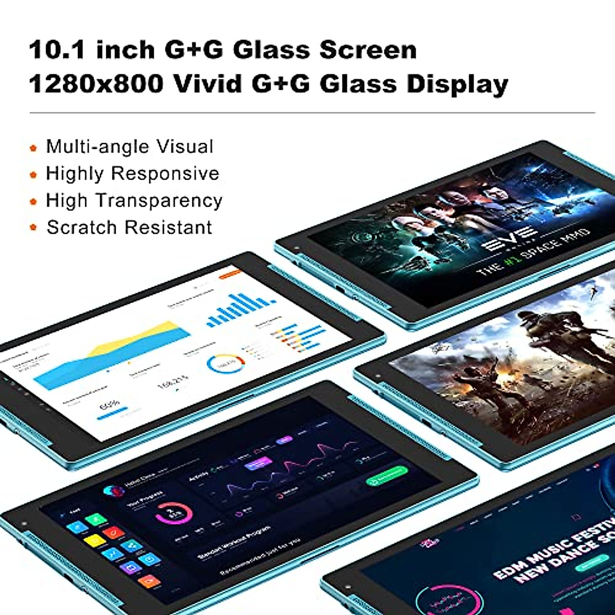 TJD Android 12 Tablet, 10 inch Tablets, 4GB RAM 64GB ROM 512GB Expandable Storage Tablets PC, FHD IPS Touch Screen, 6000mAh Battery, WiFi, Bluetooth, 8.0MP Camera, Google GMS (Green)
