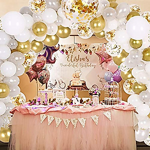 DIY Balloon Arch & Garland kit,138Pcs Party Balloons Decoration Set, Gold Confetti & Silver & White & Transparent Balloons for Bridal & Baby Shower, Wedding, Birthday, Graduation, Anniversary Party
