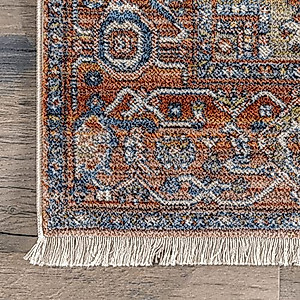 nuLOOM Harriet Vintage Medallion Fringe Runner Rug, 2' 6" x 14', Rust