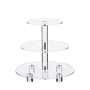 Cupcake Stand, Round Acrylic Cupcake Tower, 3 Tier Cupcake Holder for 24 Pcs, Clear Cup Cake Tree, Dessert Display Stand for Wedding, Party, Birthday…