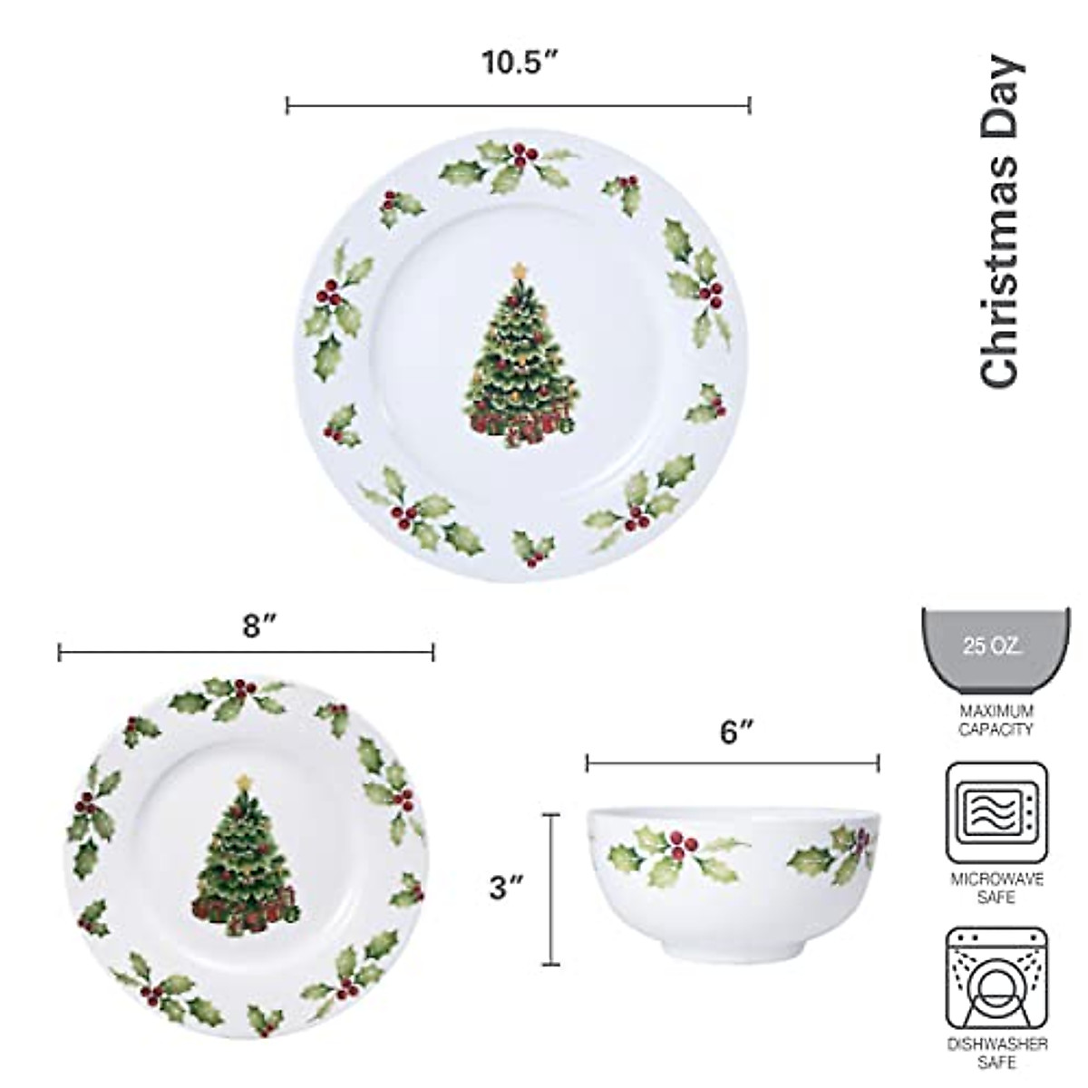 Pfaltzgraff Christmas Day Dinnerware Set, Service For 8, White