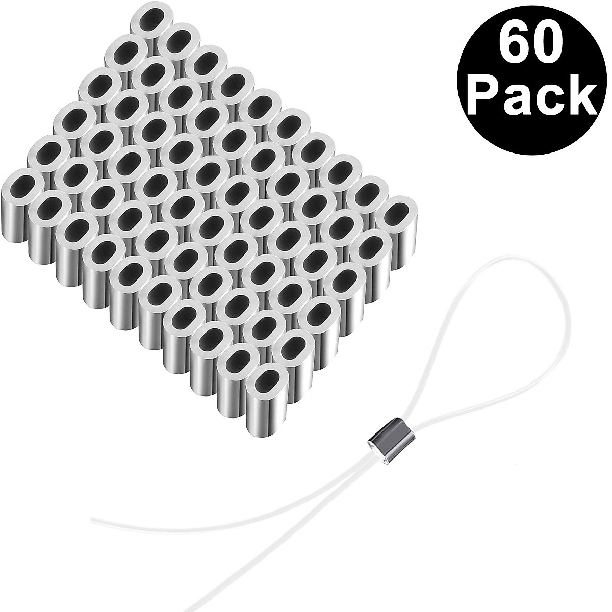 Clear Invisible Hanging Wire 0.9mm Up to 60lbs,656Feet(200M) Strong Nylon Thread for Beading Sewing Ornaments with 60Pcs Aluminum Crimping Sleeves,Hanging Kit for Picture Frame,String Light Hanging