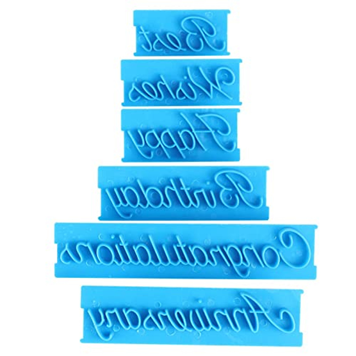 Cake Embosser, 3 Set Blue Handwriting Letter Cake Embosser Cookie Stamp Impress DIY Plastic Molds Cake Decorating Printing Mold