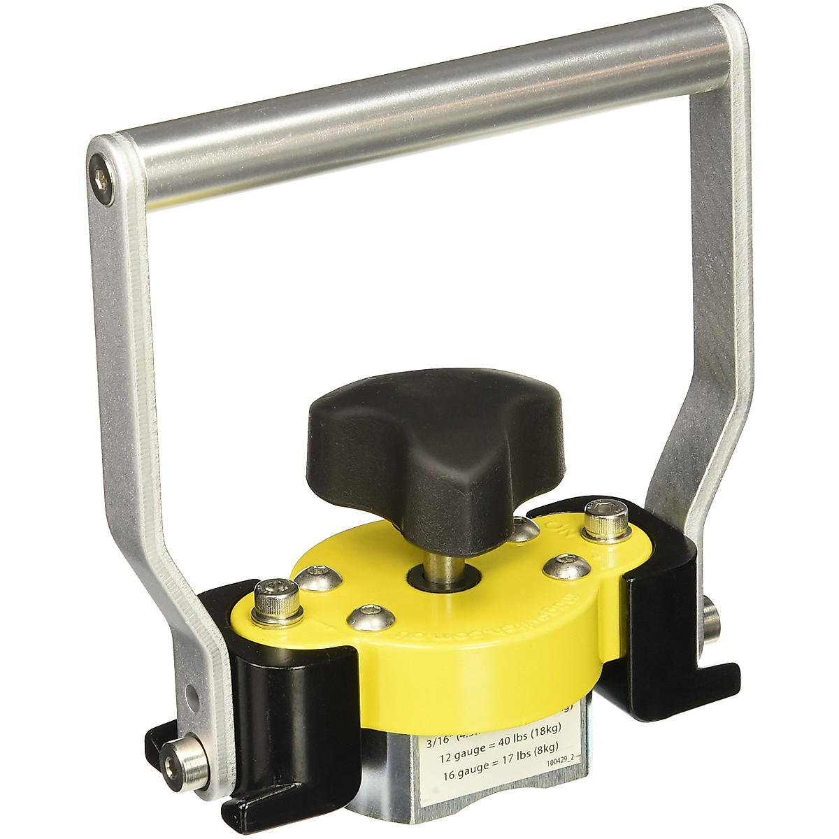 Magswitch Hand Lifter 60 Manual with 200lb to 60lb Magswitch safety, and 180 Degree Turn Knob for Small Steel Lifting