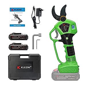 K KLEZHI Cordless Electric Pruning Shears Battery Powered Tree Branch Pruner Cut Capacity of 40mm / 1.58inches, 2 x 2 Ah Lithium Rechargeable Battery 6-8 Working Hours Green