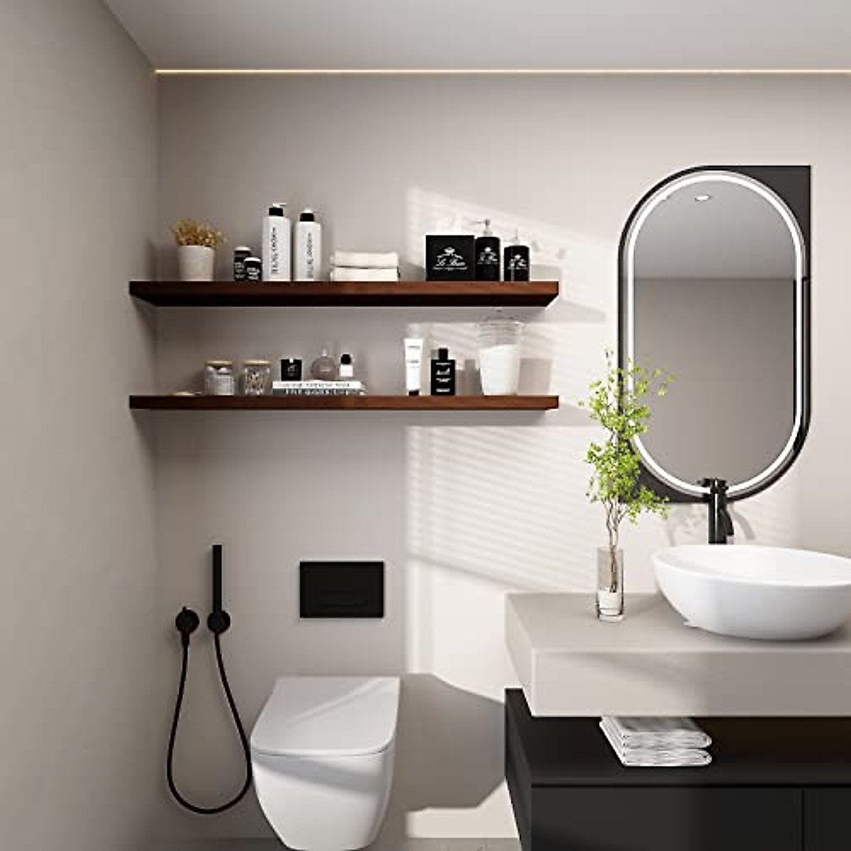 WELLAND 8" Deep Floating Shelves Reclaimed Wood Wall Shelf Pine Wall Mount Shelf (Set of 2, 48 inch)