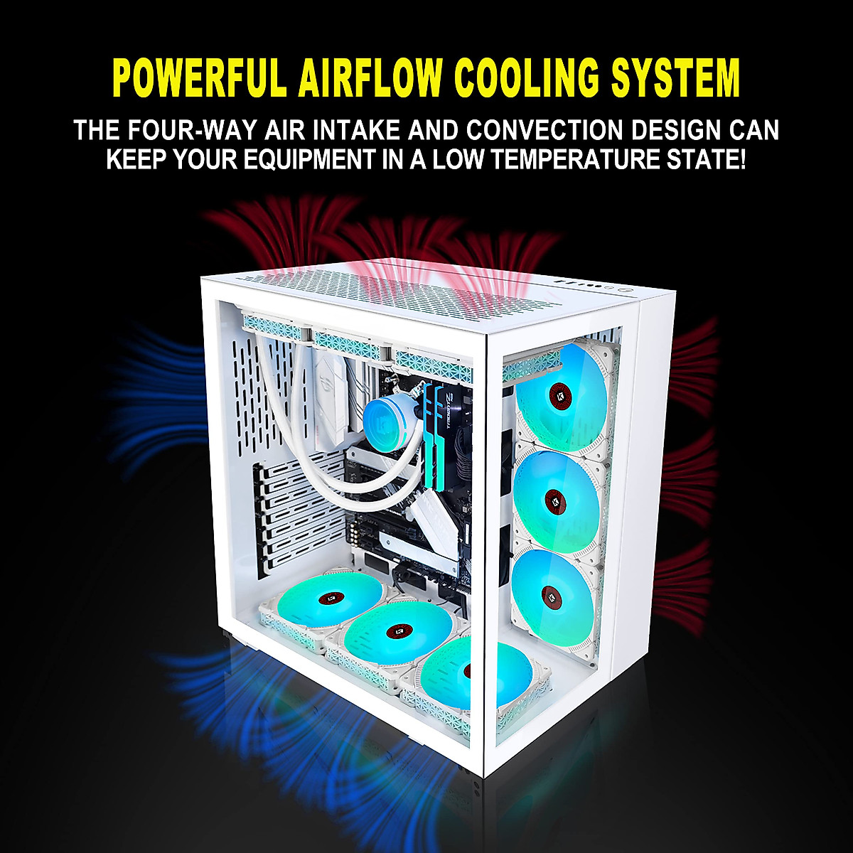 KEDIERS PC Case - ATX Tower Tempered Glass Gaming Computer Case with out ARGB Fans, C590