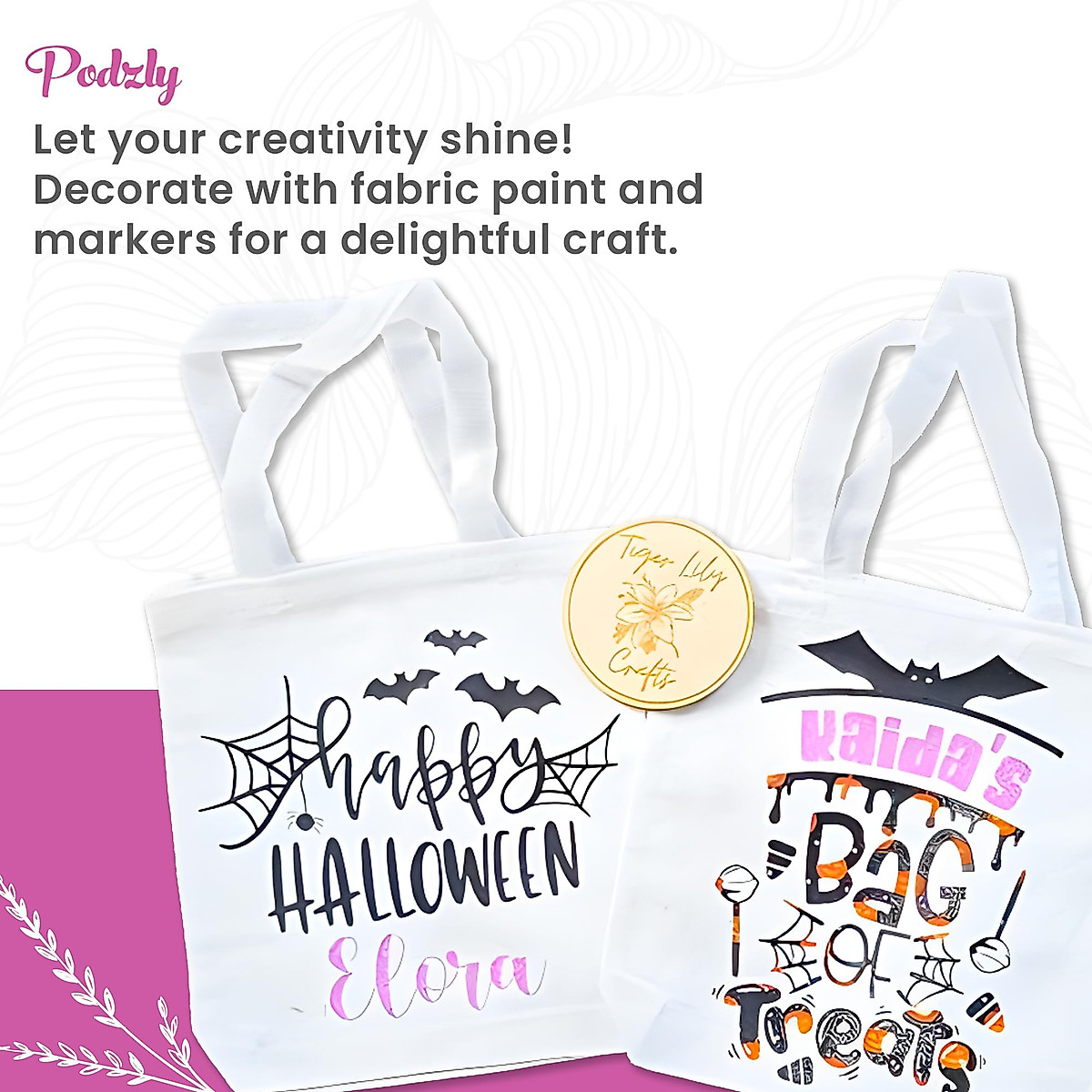 Podzly DIY Blank Canvas Tote Bags - Set of 12 Small 12" x 10" White Plain Totes for Crafting, Decorating, and Personalizing - Unleash Your Creativity with Premium Quality, Compact Design