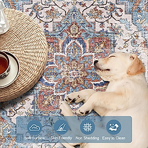 METAHOTS 8x10 Area Rugs for Bedroom, Washable Large Area Rugs Non-Slip and Non-Shedding, Boho & Vintage Area Rug for Living Room, Kitchen, Dining Room