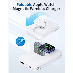 RORRY Portable Apple Watch Charger,10000mAh Fast Charging Power Bank with Built-in Cable, Compatible with Apple Watch Series 9/Ultra2/8/Ultra/7/6/Se/5/4/3/2/, iPhone 15/14/13/12/11/XS/X/8