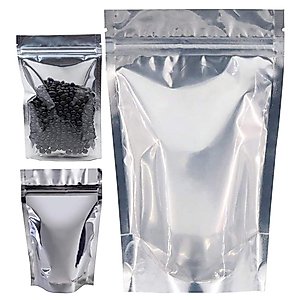 100PCS Candy Bags, 5.5x7.9" Stand Up Aluminum Foil Bags,Smell Proof Bags,Reclosable Airtight Foil Bags,Reusable Food Pouches Bags with Zip Lock,Sealable Treat Bags for Snacks Beans Coffee Dry Fruits