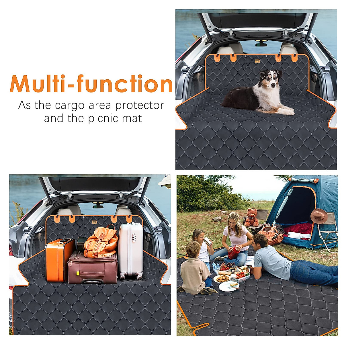 Trunk Cargo Liner for Dogs - Waterproof, Non-Slip Pet Car SUV Seat Cover with Bumper Flap Protector Washable Dog Accessories for SUV Trunk Sedans Vans, Universal Fit (90" L x 55" W)