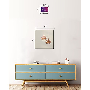 canhard Unbreakable Wall Mirror Tiles, Shatterproof, 1/8" Thick, 8"x8", Modern, Silver Frame, Wall Mount, Kids Room, Bedroom, Closet