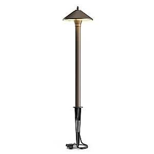 GOODSMANN Landscape Lighting Low Voltage Outdoor Path Light 1PK Halogen Pathway Light Wired 10W 25 Lumen 2700K Warm White Metal 12V AC Bronze Electric Sidewalk Walkway Light with Cable Connector