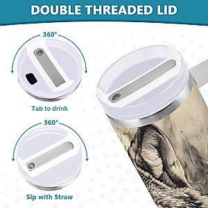 Jihqo Dangerous Wolf 40 oz Stainless Steel Vacuum Insulated Tumbler with Handle and Straw Lid, Leakproof Water Bottle Double Wall Travel Mug Coffee Cup, Cupholder Friendly