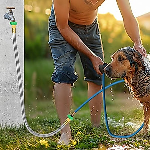 Short Garden Hose with Female to Female Connector, 3ft Metal Leakproof Leader Hose for Hose Reel, Heavy Duty 304 Stainless Steel Flexible Hose for Outdoor Garden Watering Car Pet Cleaning