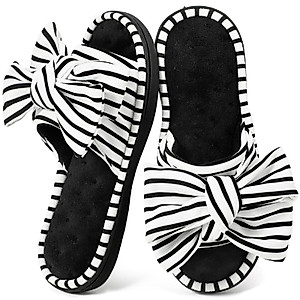 ULTRAIDEAS Women's Eurytides Slide Slippers Memory Foam House Shoes, Black, 5-6