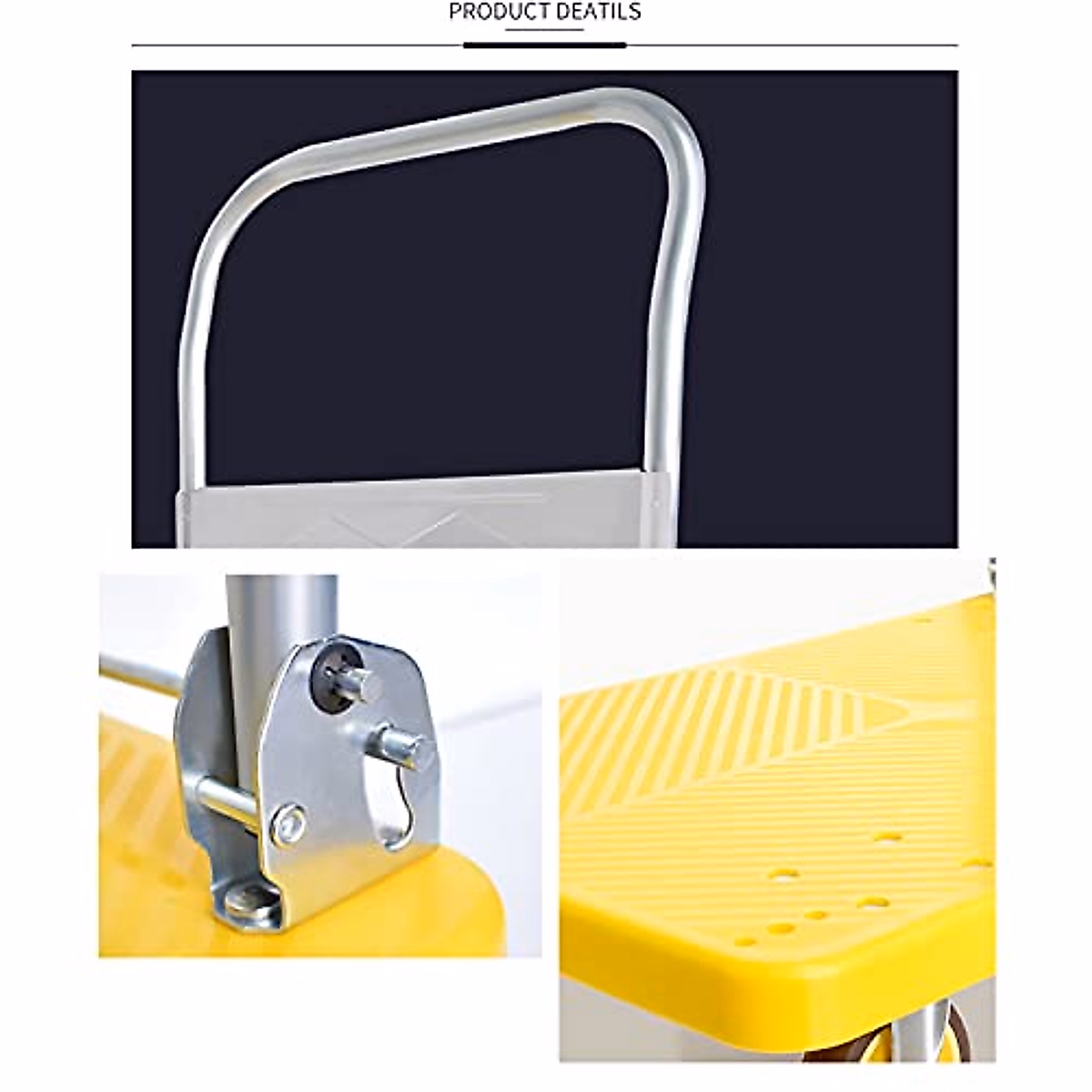 Generic Hand Trucks Folding Platform Truck Plastic Panel Push Dolly with Metal Handle 360 Degree Swivel Wheels for Indoor Floor Silent Moving Push Cart (Size : 385lb)