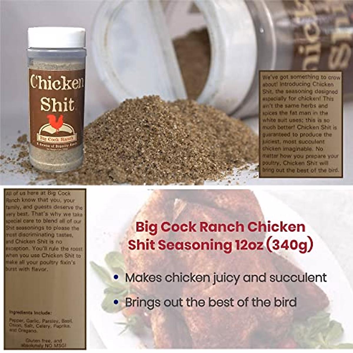 Big Cock Ranch Gourmet Seasoning Bundle All-Purpose Special 13oz, Bull for Steak, Good Sweet N' Salty 11oz and Chicken Gluten-Free and No MSG