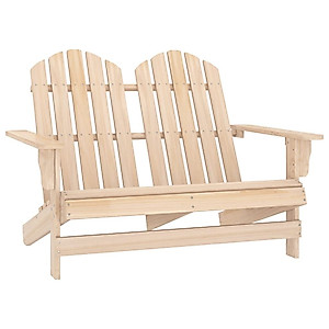 Tidyard 2-Seater Patio Adirondack Chair Solid Wood Fir Outdoor Fire Pit Chair Wooden Garden Armchair for Porch Pool Lawn Deck Backyard Balcony Outdoor