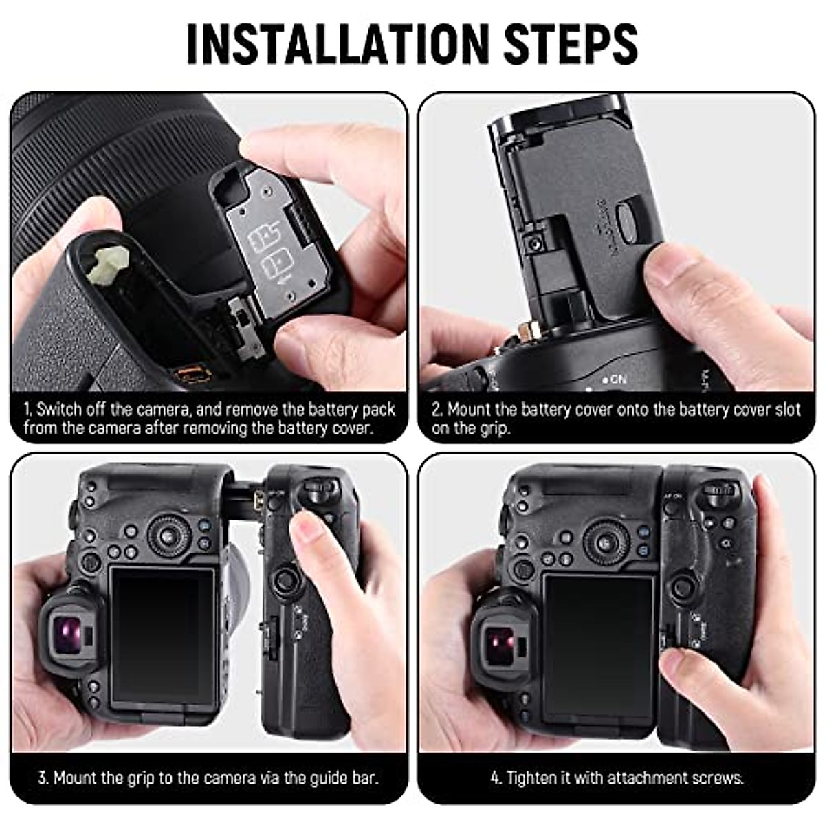 NEEWER Battery Grip Replacement for BG-R10 Compatible with Canon EOS R5 R5C R6 R6 Mark II Mirrorless Cameras, Powered by LP-E6/LP-E6N/LP-E6NH Batteries for Stable Vertical Shooting