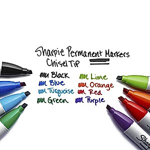 SHARPIE Permanent Markers, Chisel Tip, Black, 4 Count