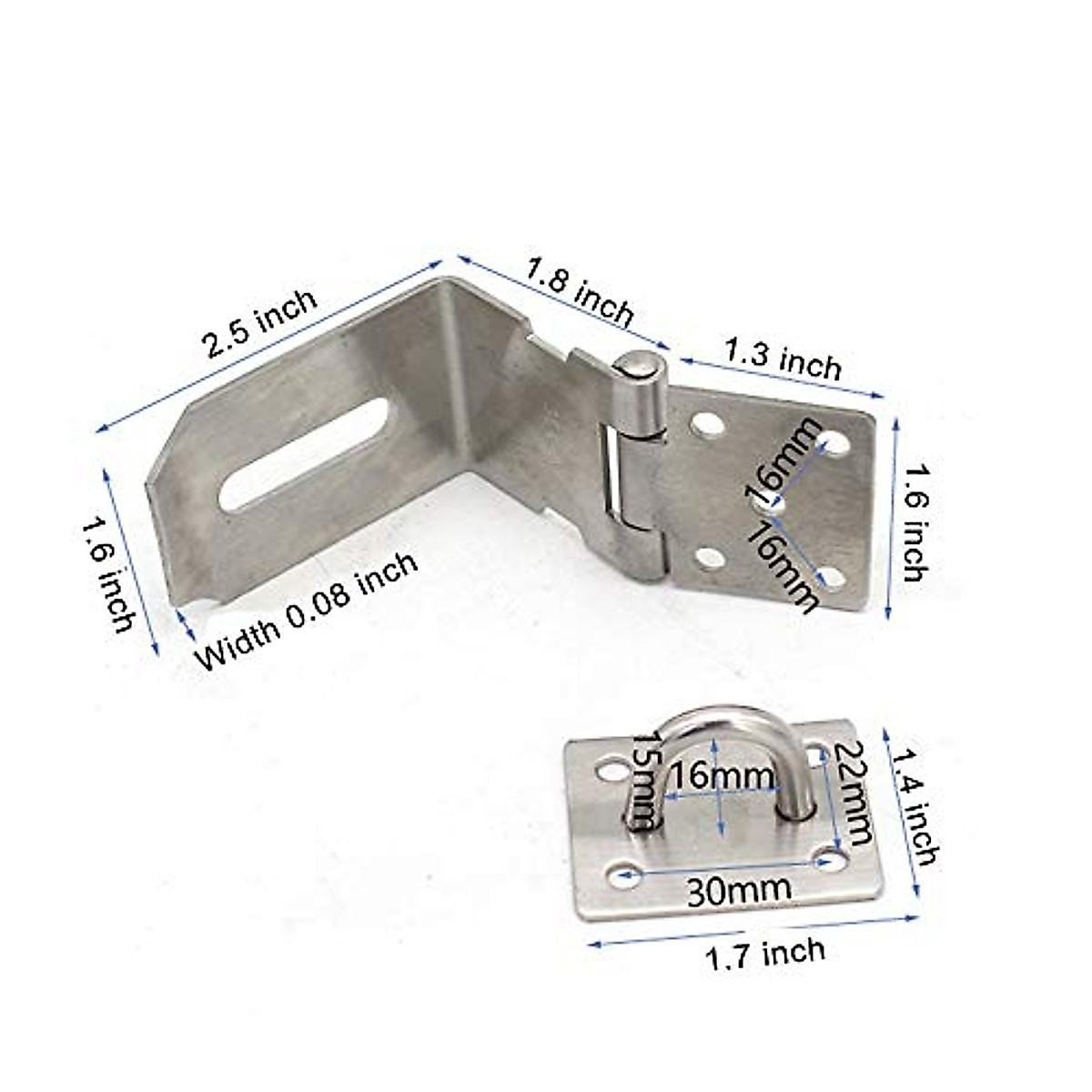 90 Degree 4 Inch Right Angle Padlock Hasp, Stainless Steel Safety Door Latches, Solid Gate Latches Brushed Finish